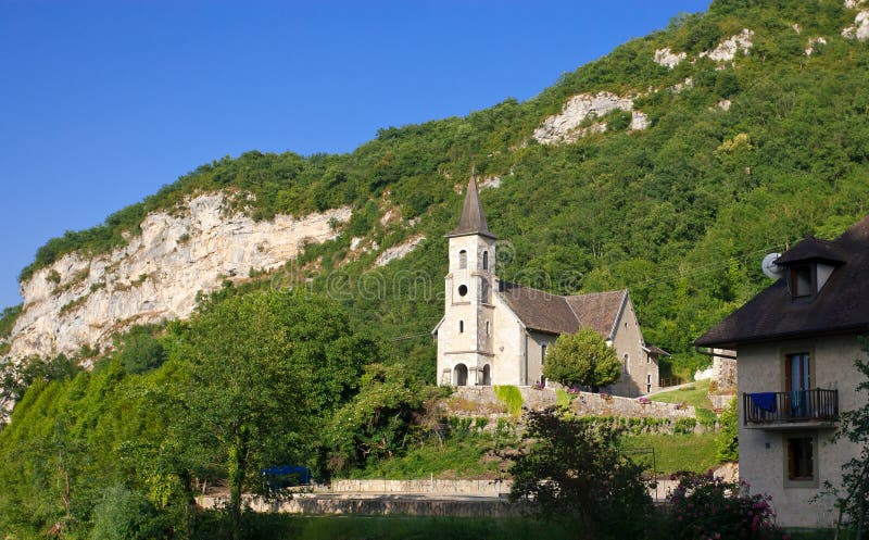 Church in Chanaz stock image. Image of house, french - 44262531