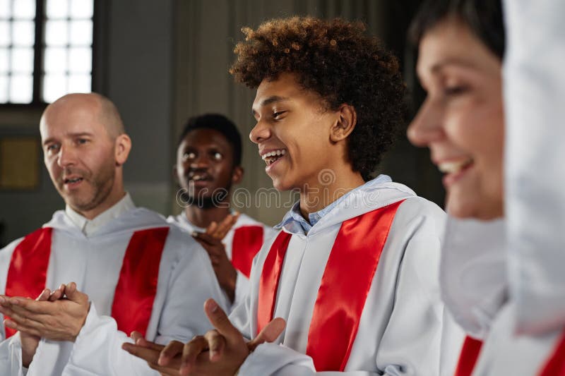 Church Choir Singing and Clapping Hands Stock Image - Image of ...