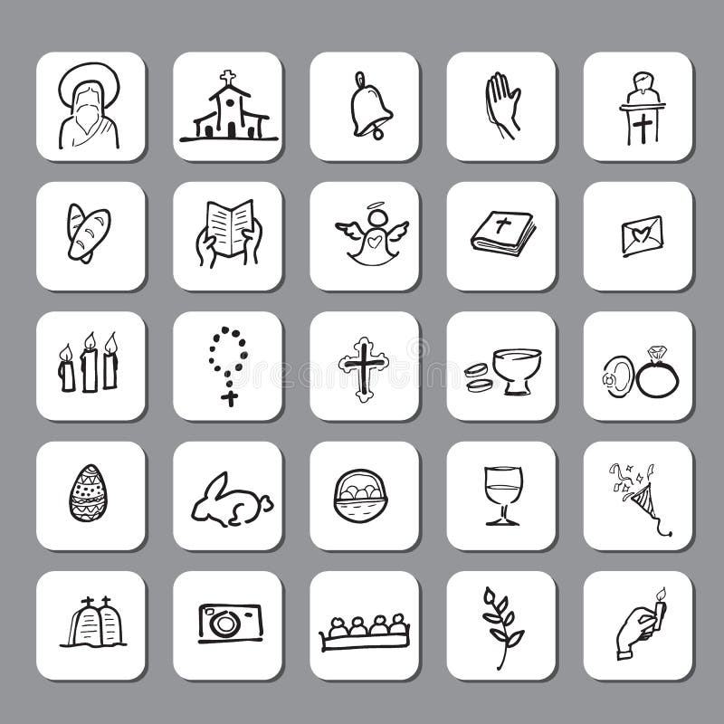 Church Christian Icons Set 1 Stock Vector - Illustration of ceremony ...