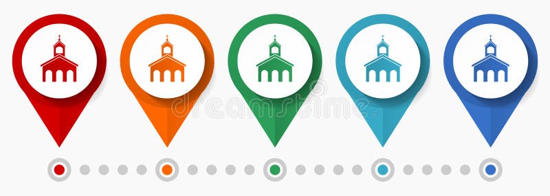 Church Concept Vector Icon Set, Flat Design Pointers, Infographic ...