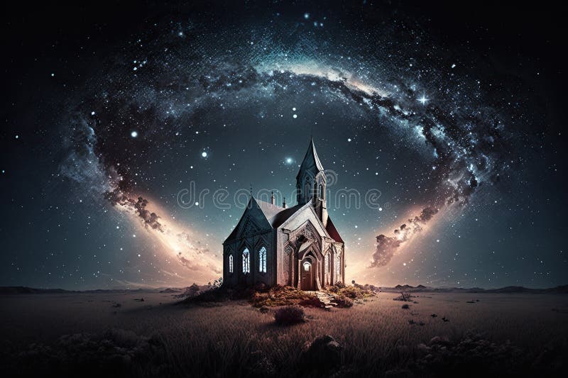 Church in Cosmos, Concept of Divine Connection, Created with Generative ...
