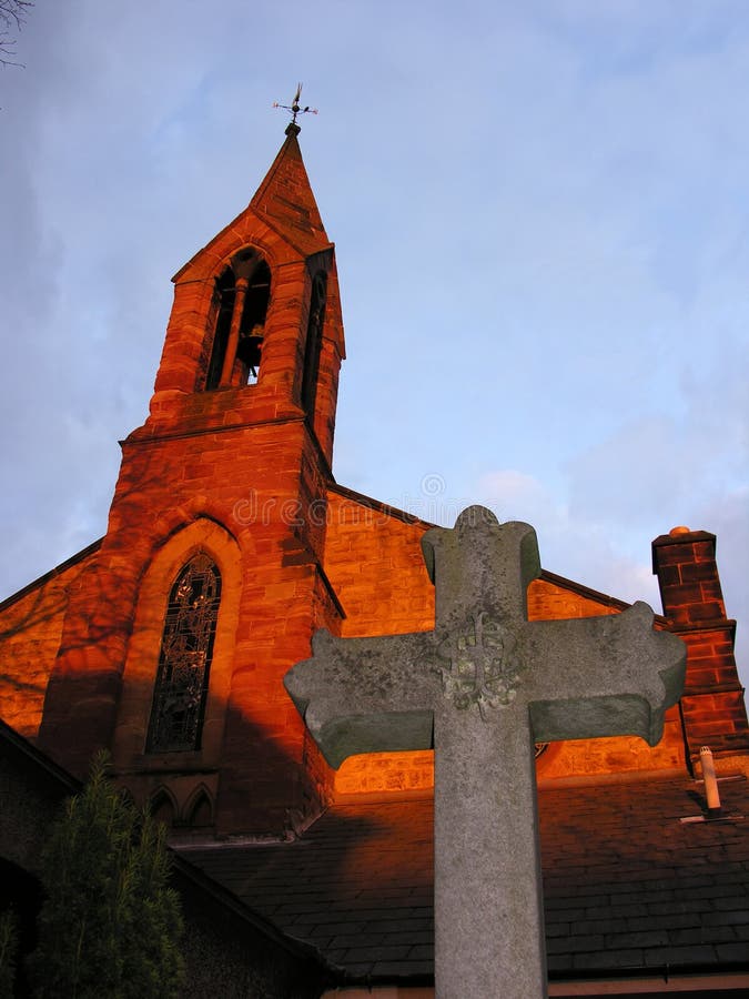 Cross in Perspective on Blue Sky Stock Photo - Image of calvary, faith ...