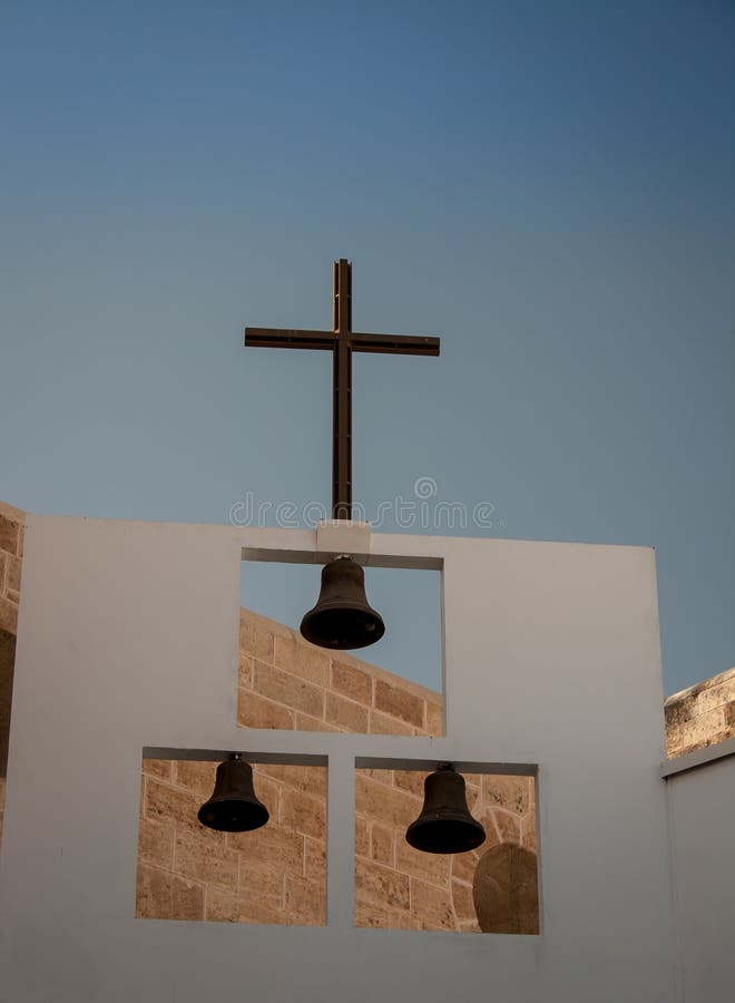 Church cross and bells stock image. Image of religion - 39500781
