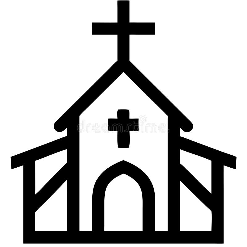 Church with Cross Vector for Religious Designs and Illustrations Stock ...