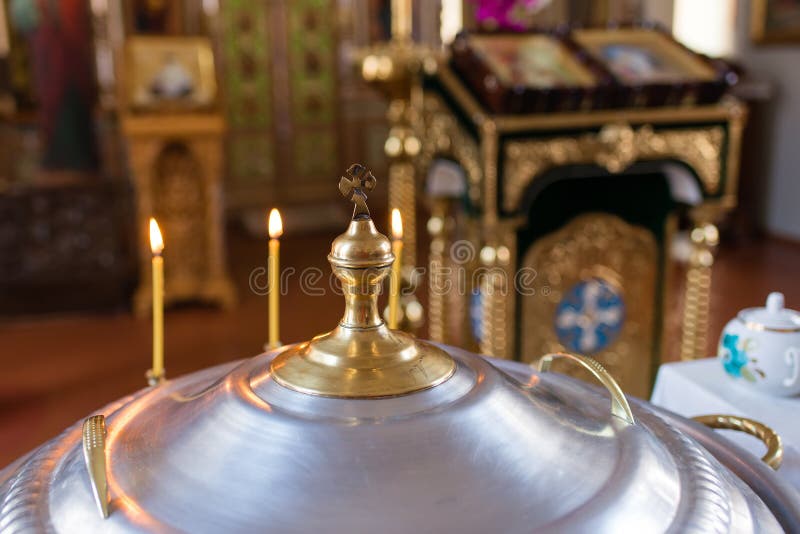 In the church stock image. Image of decor, silver, architecture - 215317541