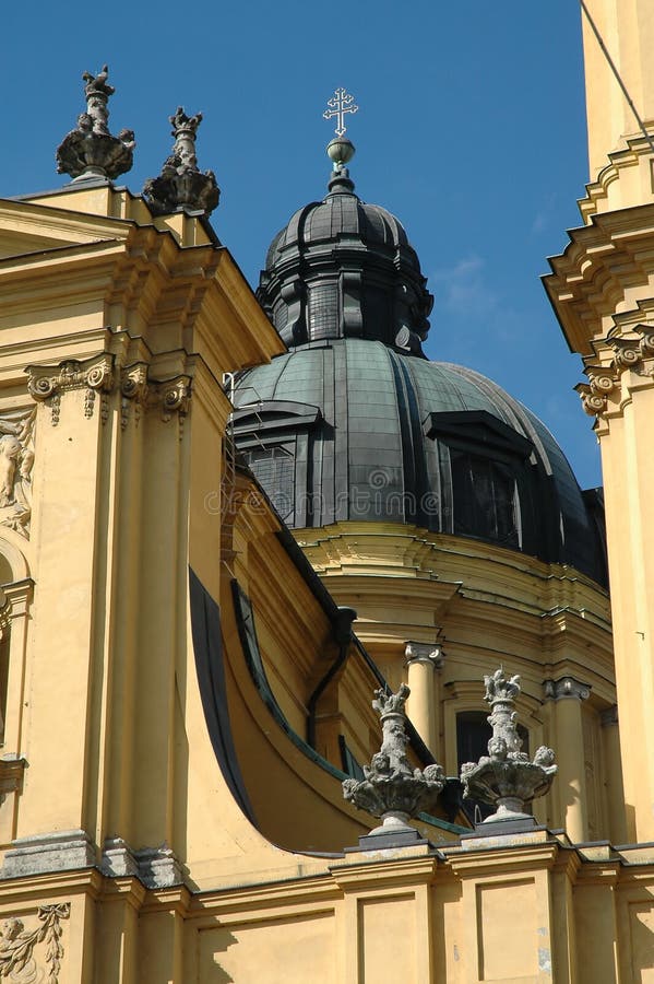 Church Dome and Statues in Munich, Germany Stock Photo - Image of ...