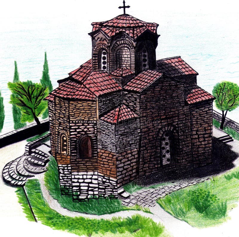 Church drawing colored stock illustration. Illustration of leopard ...