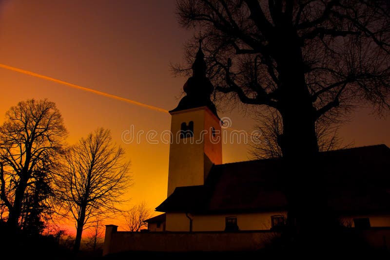 Church at dusk stock photo. Image of spire, moving, kibbutz - 22079182