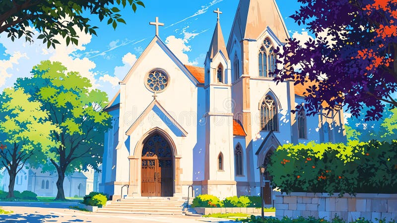 Church Exterior Anime Highquality Image and Ai Generated Stock ...