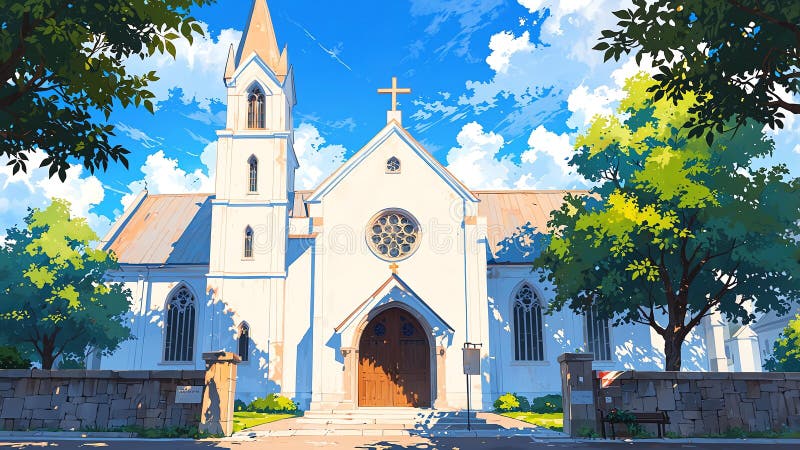 Church Exterior Anime Highquality Image and Ai Generated Stock ...