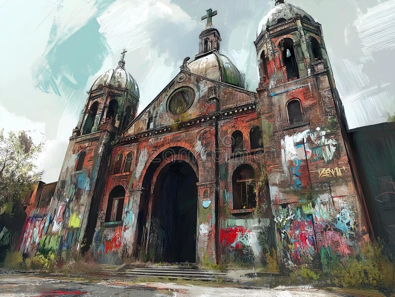 Graffiti Church Exterior, Vibrant Colors, Architectural Details ...