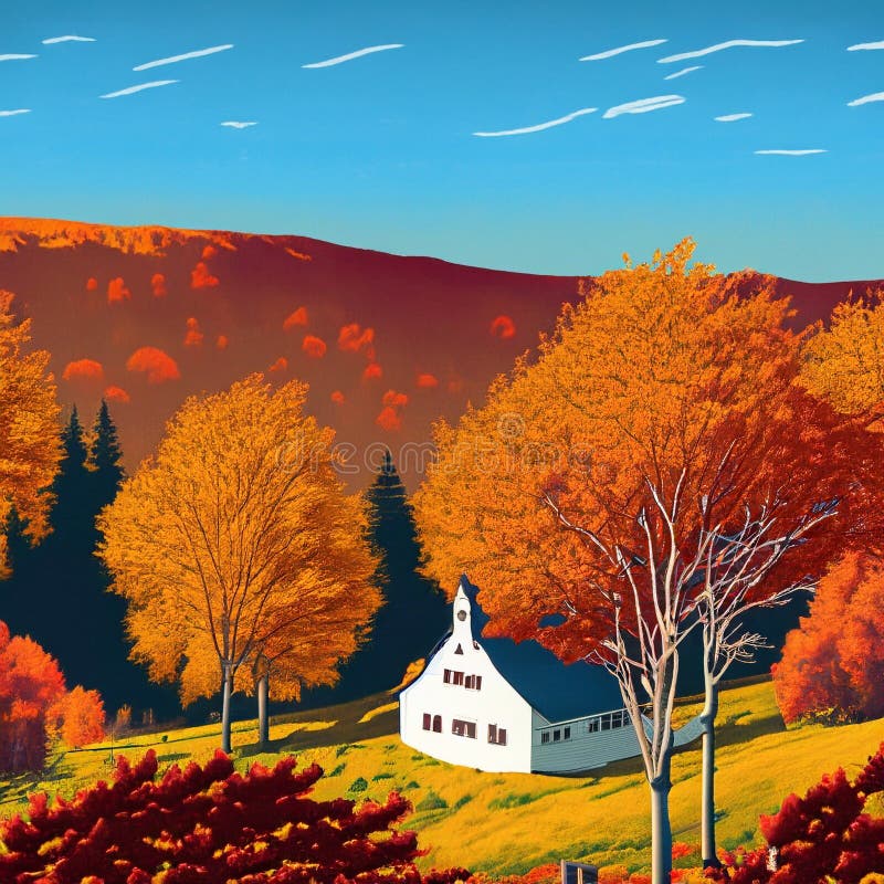 Church in the fall stock illustration. Illustration of church - 290492747