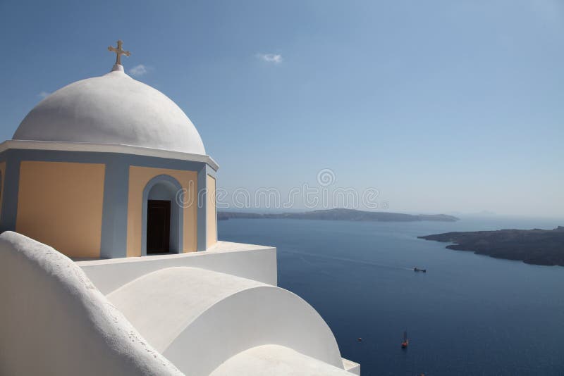 Church in Fira (Greece) stock image. Image of boat, orthodox - 21917855