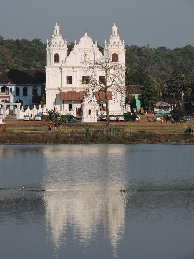 Church in Goa editorial image. Image of refkection, white - 54489950