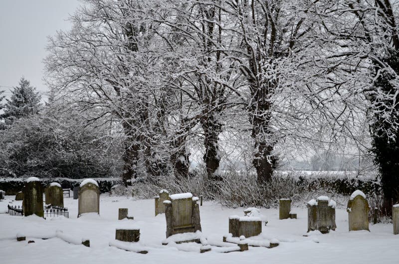 Church Graveyard in the Snow Stock Image - Image of graveyard, seasonal ...