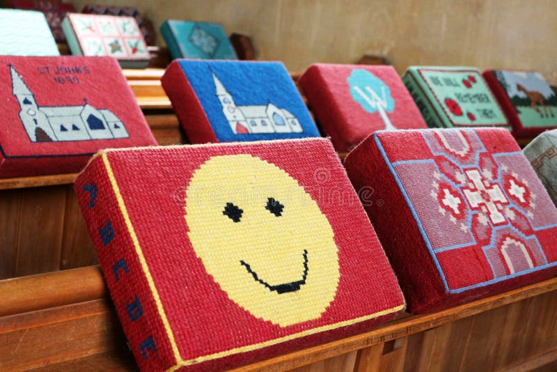 Church hassocks stock photo. Image of embroidered, white - 161974464