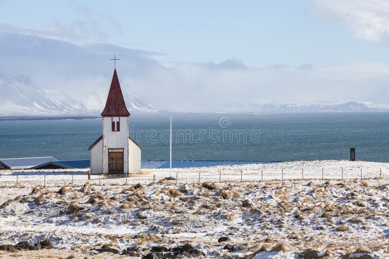 Church of Hellnar at the Peninsula Snaefellsness, Iceland Stock Image ...
