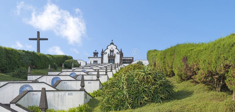 Church on a Hill in a Green Meadow in Spring Stock Photo - Image of ...