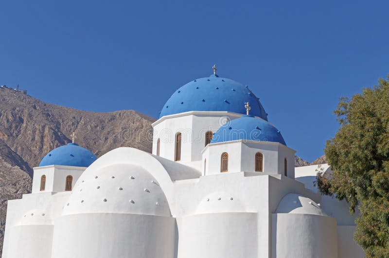 Church of Holy Cross in Perissa Stock Photo - Image of traditional ...