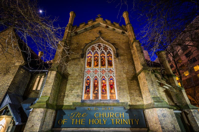 The Church of the Holy Trinity at Night, in Toronto, Ontario. Stock ...