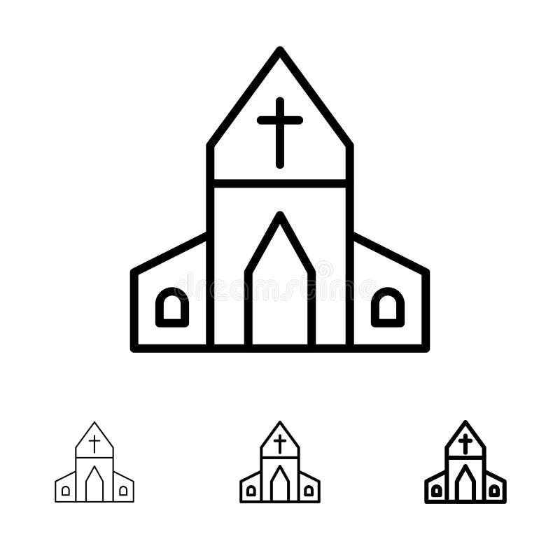 Church, House, Easter, Cross Bold and Thin Black Line Icon Set Stock ...