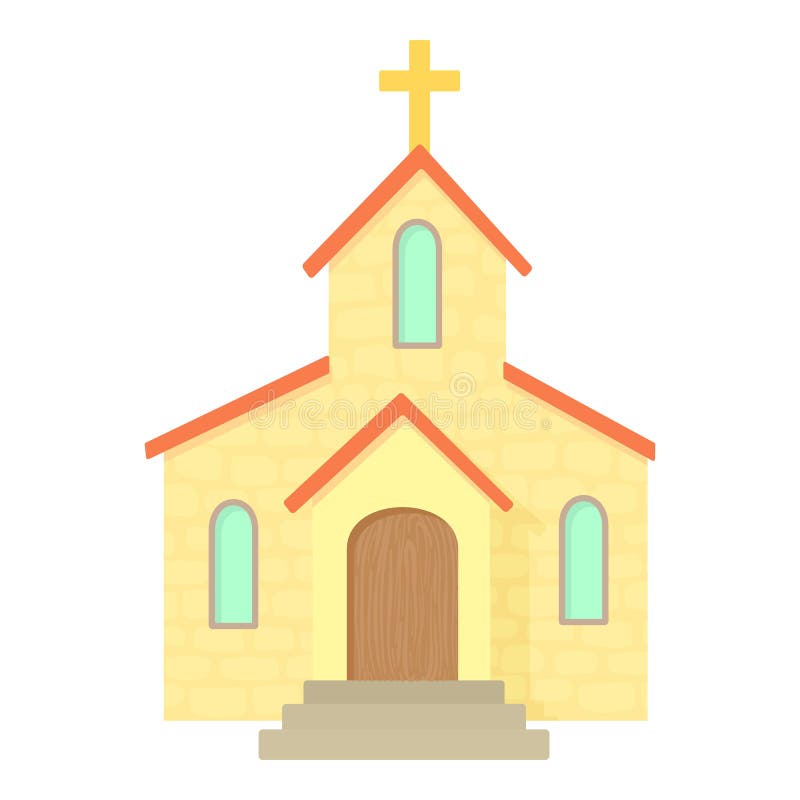 Church icon, cartoon style stock vector. Illustration of design - 81060998