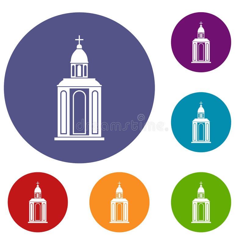 Church icons set stock vector. Illustration of christian - 96460897