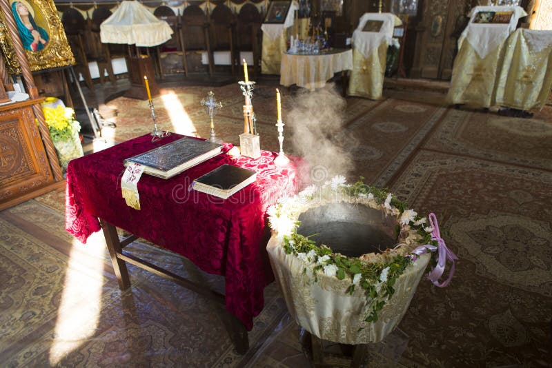 Priest Table Arrangement for the Baptism Ceremony Stock Image - Image ...