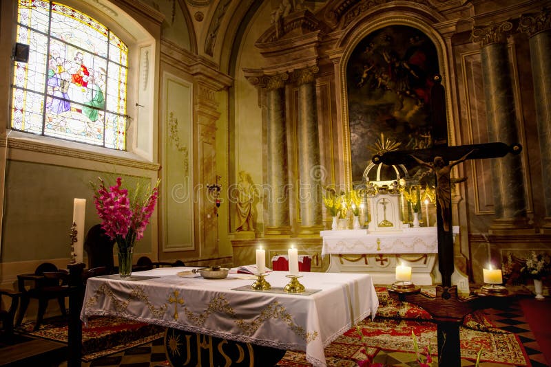 Church interior stock photo. Image of bench, holy, indoor - 68061726