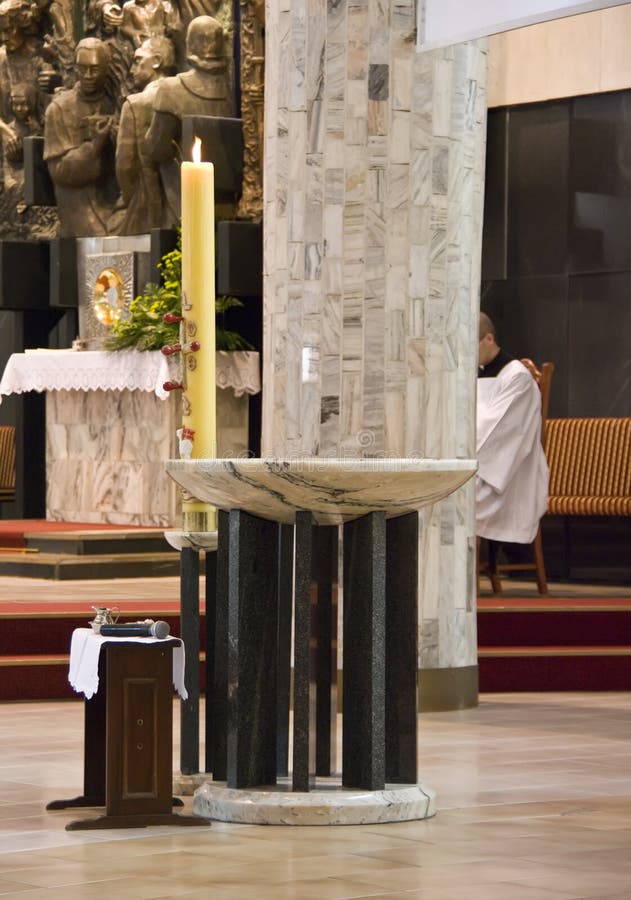 Church Interior with Priest Stock Photo - Image of altar, sits: 5683708
