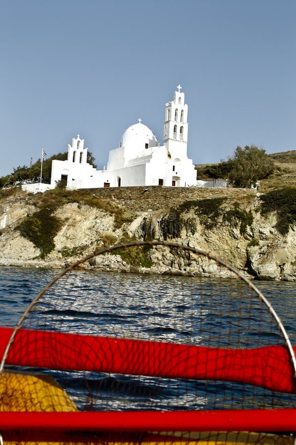 Church in Ios Harbor, Greece Stock Image - Image of vacation, aegean ...