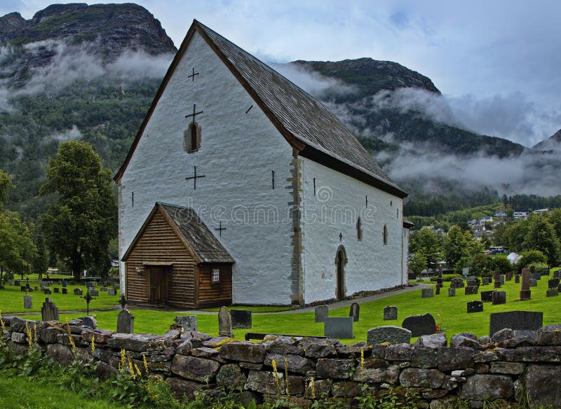 Church in Kinsarvik in Norway Stock Image - Image of historical ...