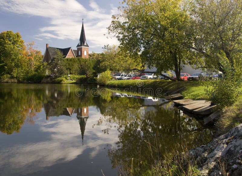 Church by the lake stock photo. Image of rural, summer - 3976004