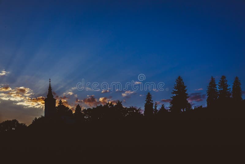 Church in left side stock image. Image of landscape, jesus - 77032273