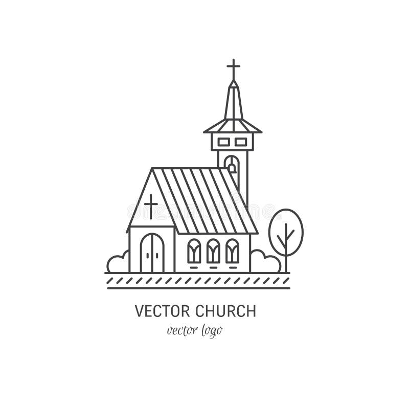 Church In Linear Style Stock Vector Illustration Of Catholic 94382321