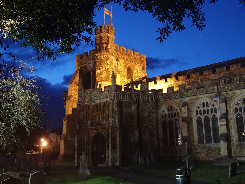 Praying in the Night stock photo. Image of night, church - 155602040