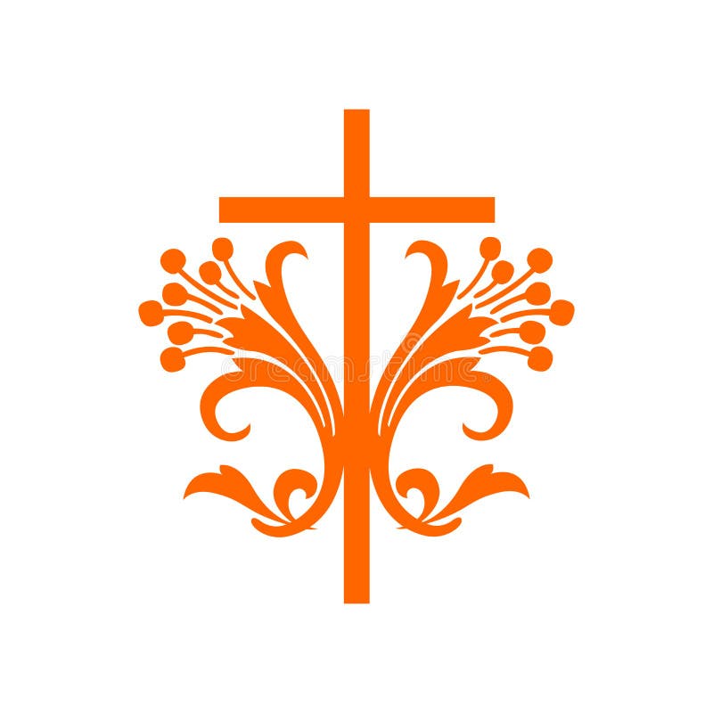 Church Logo. Cross with Plant Patterns Stock Vector - Illustration of ...
