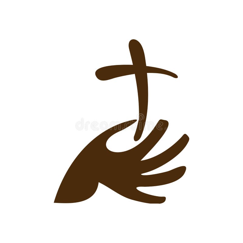 Church Logo. Hand Holding a Cross Icon. Stock Vector - Illustration of ...