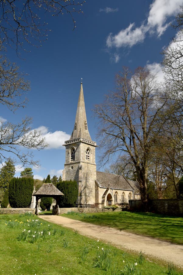 Church at Lower Slaughter in Cotswolds Stock Photo - Image of stone ...