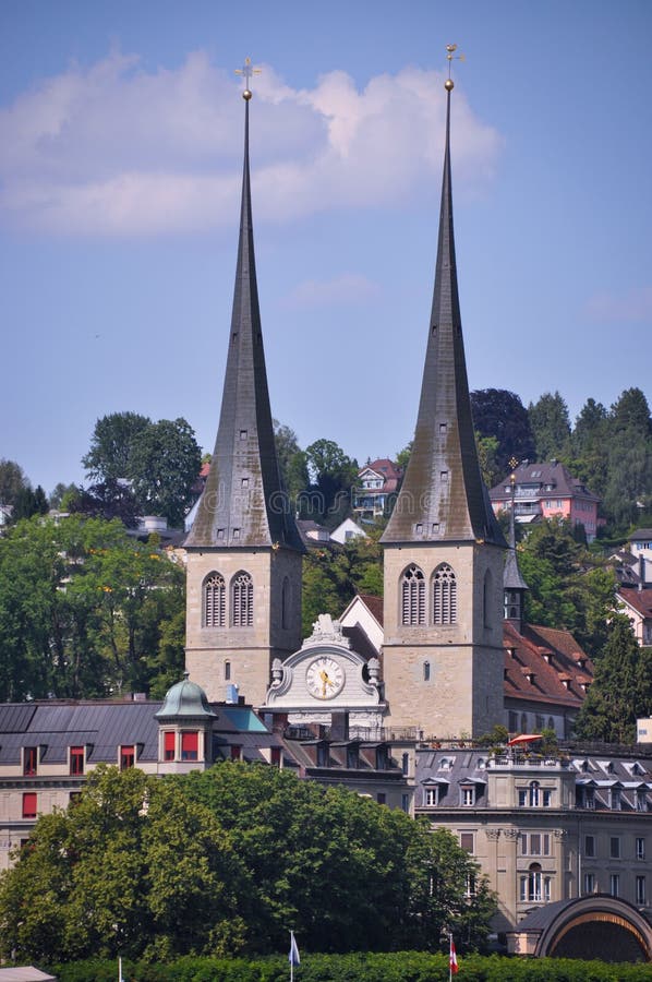 Church in Lucerne on a Sunny Day Editorial Stock Photo - Image of main ...