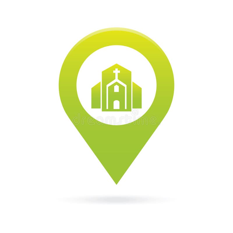 Church Map Pointer Icon Marker GPS Location Flag Symbol Stock Vector ...