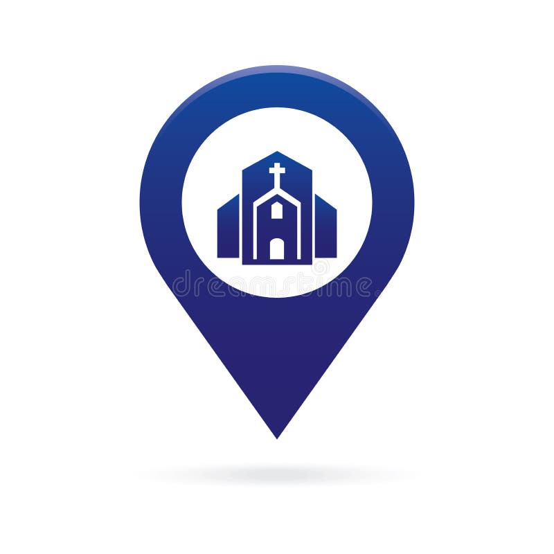 Church Map Pointer Icon Marker GPS Location Flag Symbol Stock Vector ...