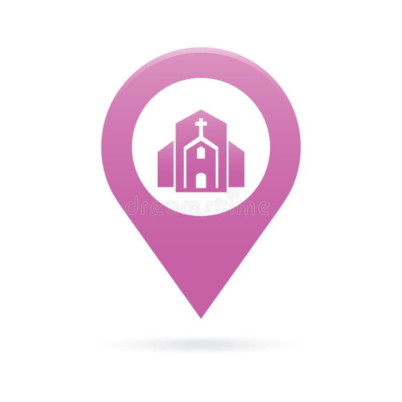 Church Map Pointer Icon Marker GPS Location Flag Symbol Stock Vector ...