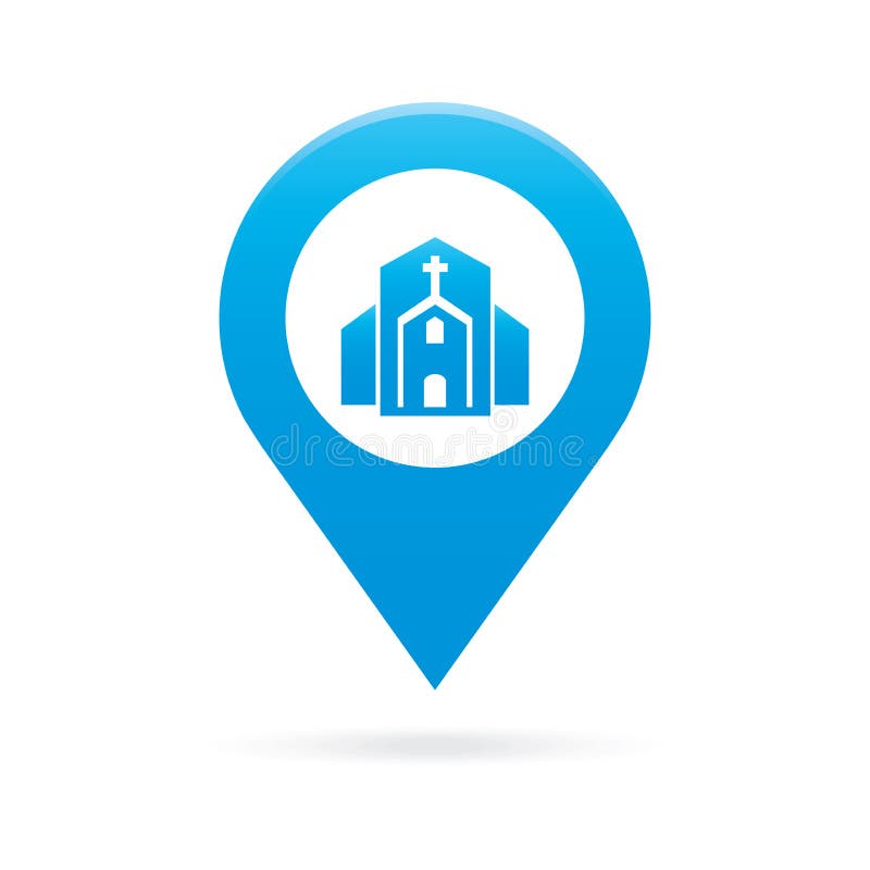 Church Map Pointer Icon Marker GPS Location Flag Symbol Stock Vector ...