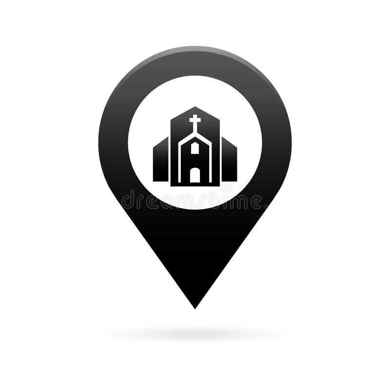 Church Map Pointer Icon Marker GPS Location Flag Symbol Stock Vector ...