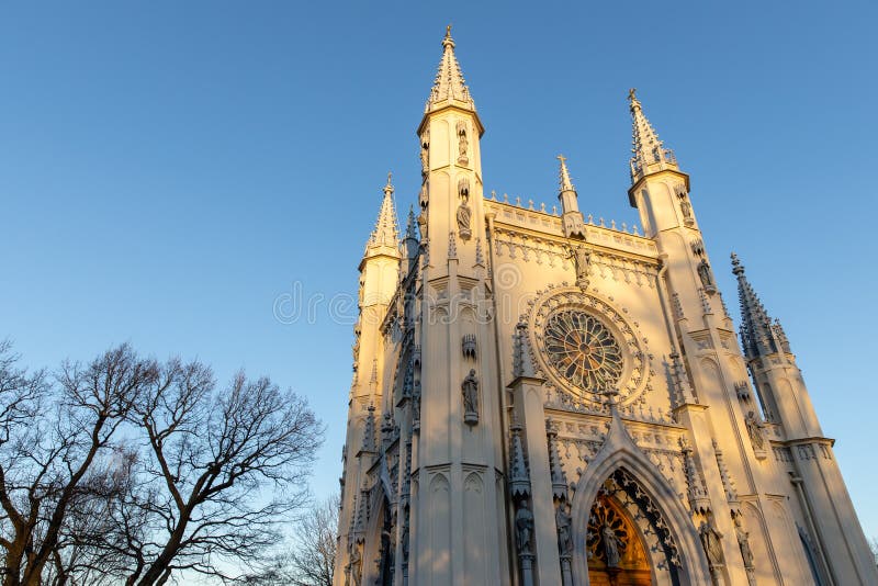 Church in the Medieval Gothic Style. Gothic Chapel Stock Image - Image ...