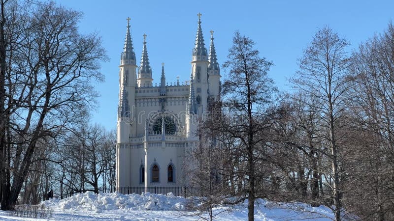 The Church is in the Medieval Gothic Style. Gothic Chapel Against the ...