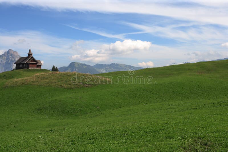 Church on a Mountain Meadow Stock Image - Image of farmland, grass ...