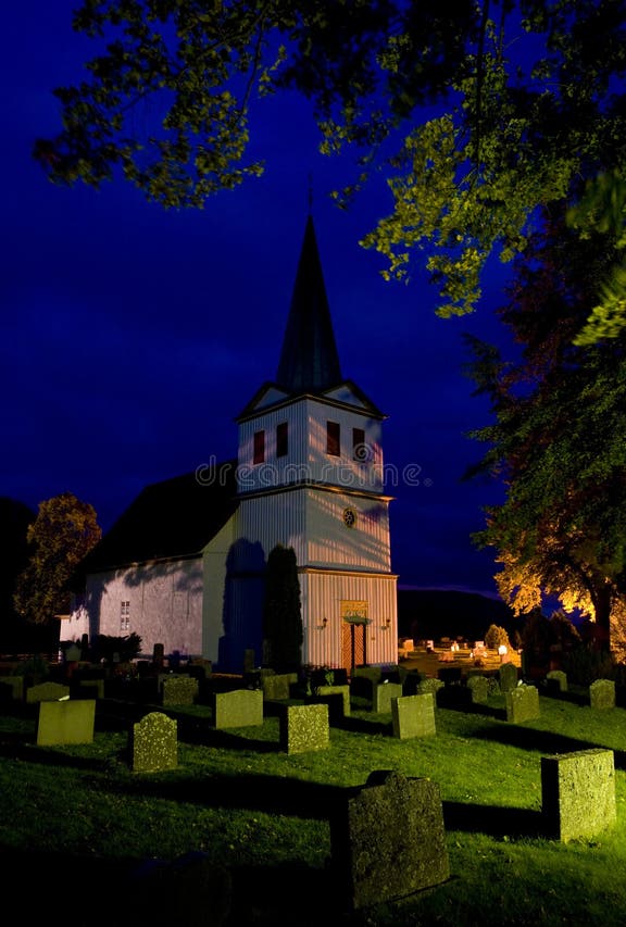 Church, Nes, Norway stock image. Image of graveyard - 170027477