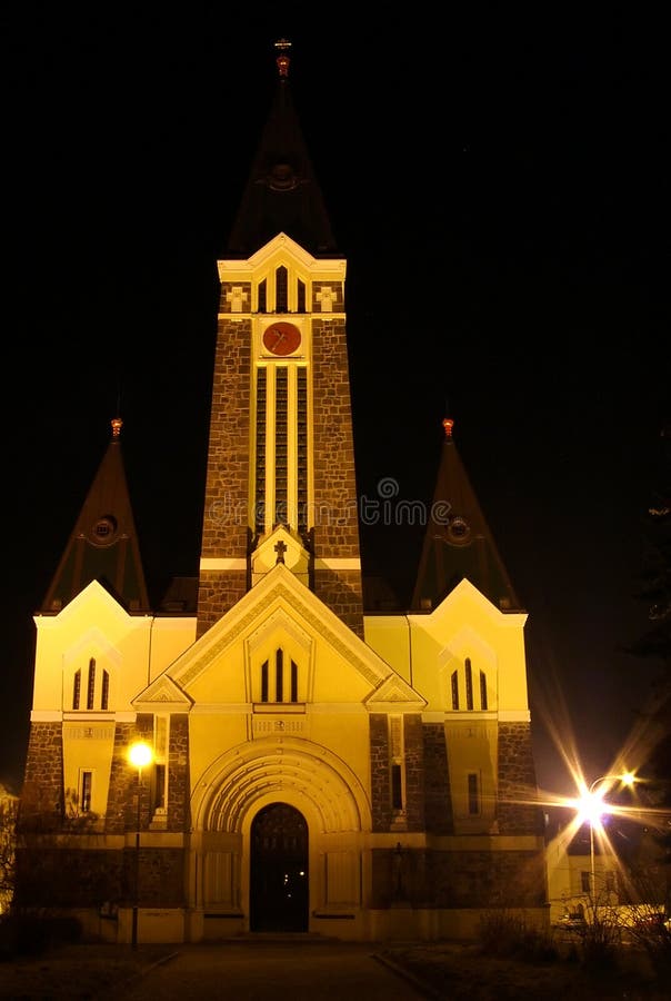 Church in night stock photo. Image of dusk, lights, exposure - 13197442